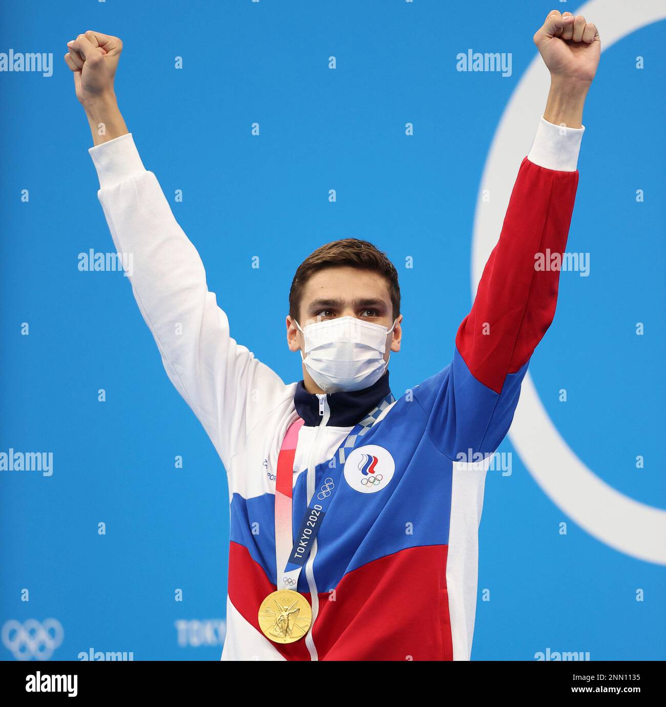 ROC's RYLOV Evgeny attends a medal ceremony of Men's 100m Backstroke ...