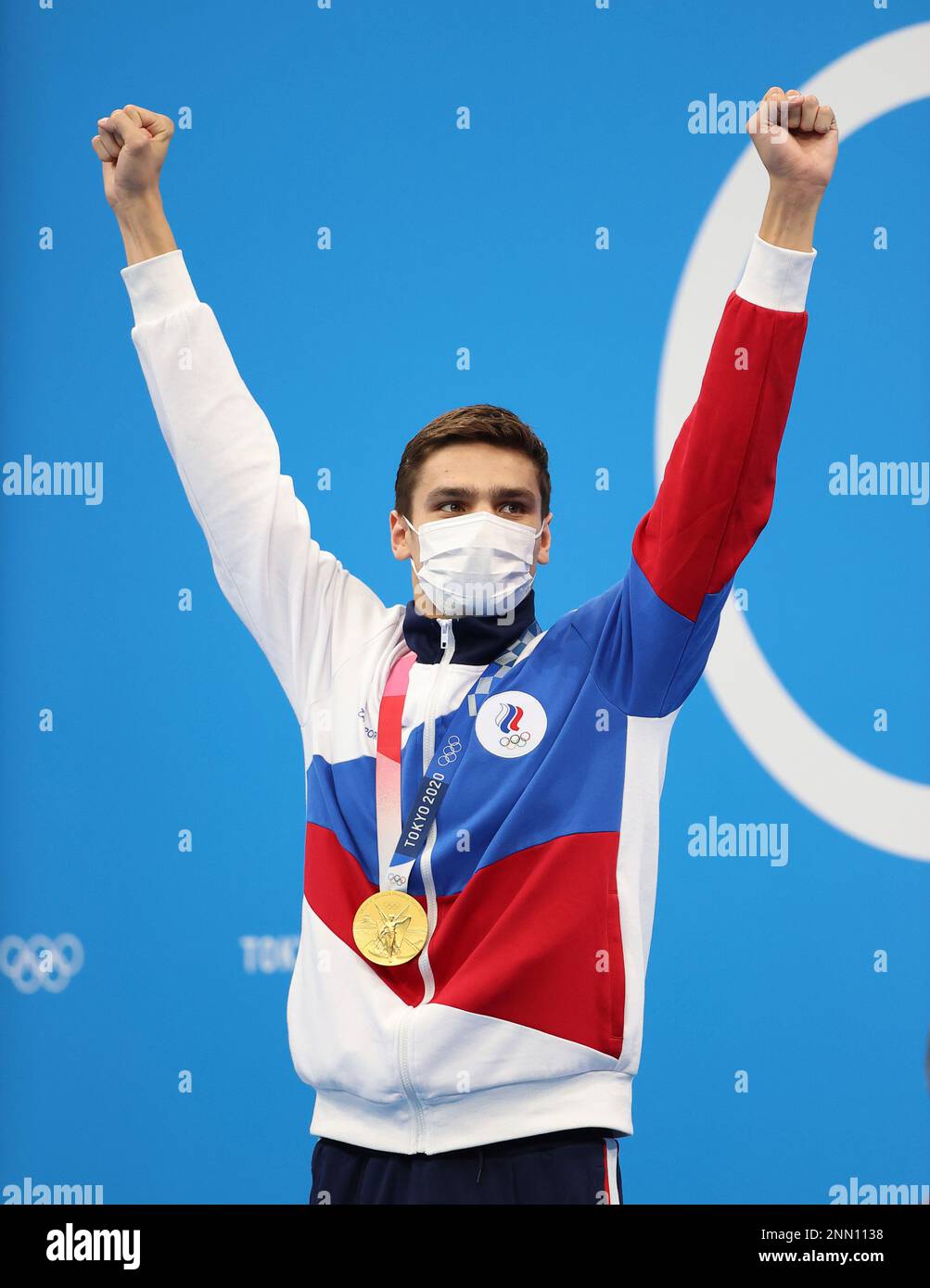 ROC's RYLOV Evgeny attends a medal ceremony of Men's 100m Backstroke ...