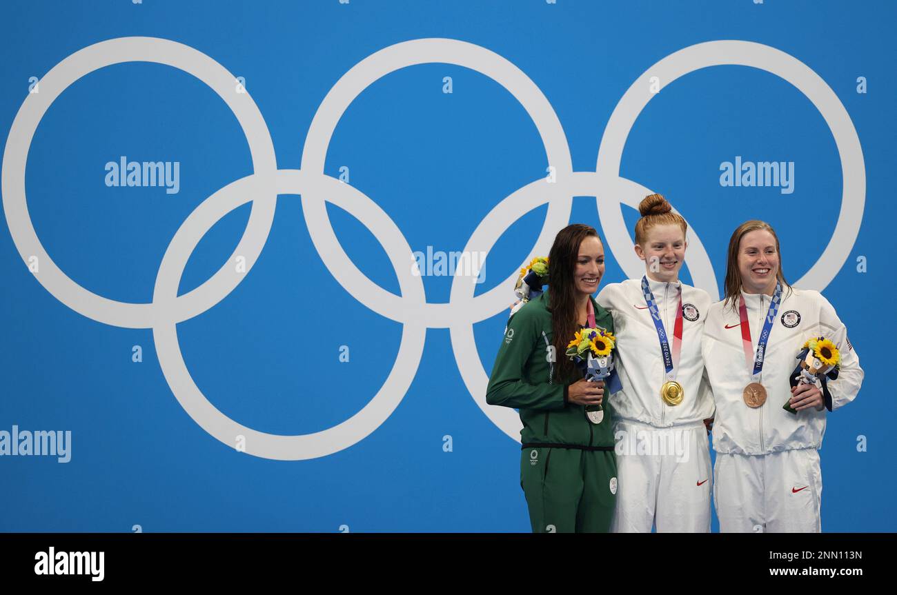 JACOBY Lydia of United States (C) reacts after winning women's 100m ...