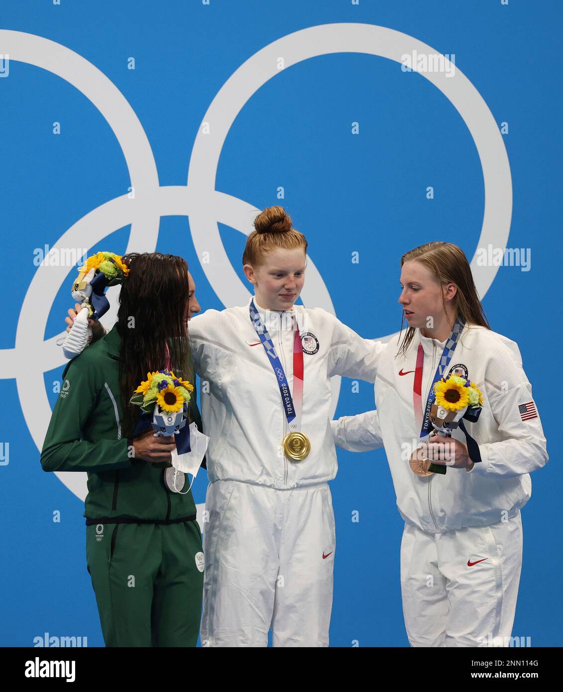 JACOBY Lydia of United States (C) reacts after winning women's 100m ...