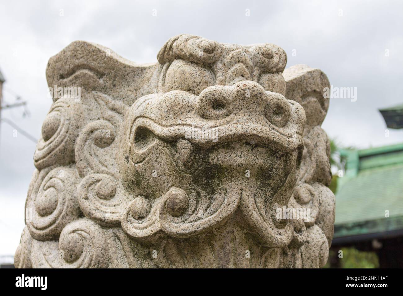 Komainu, or lion-dog, statue at Asanogawa inari jinja, Kanazawa, Japan ...