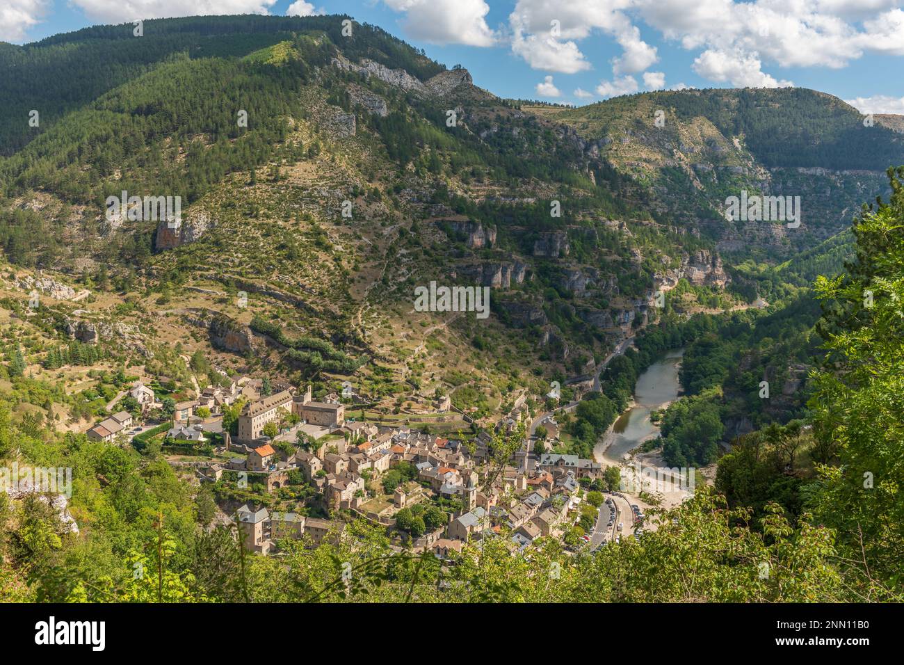 The village of Sainte-Enimie in the Gorges du Tarn, one of the most ...