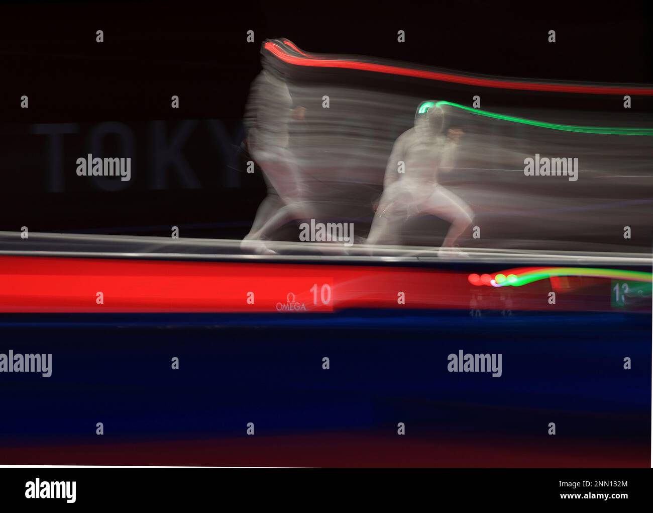 ROC's POZDNIAKOVA Sofia (R) and VELIKAYA Sofya compete during Fencing ...