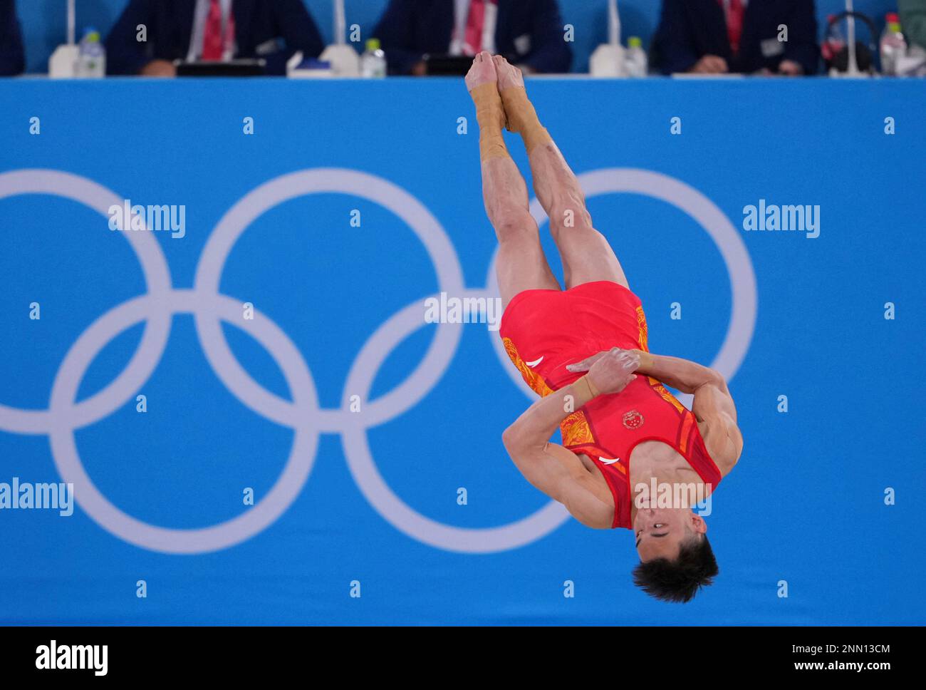 China's SUN Wei performs the floor in Artistic Gymnastics Men's team ...