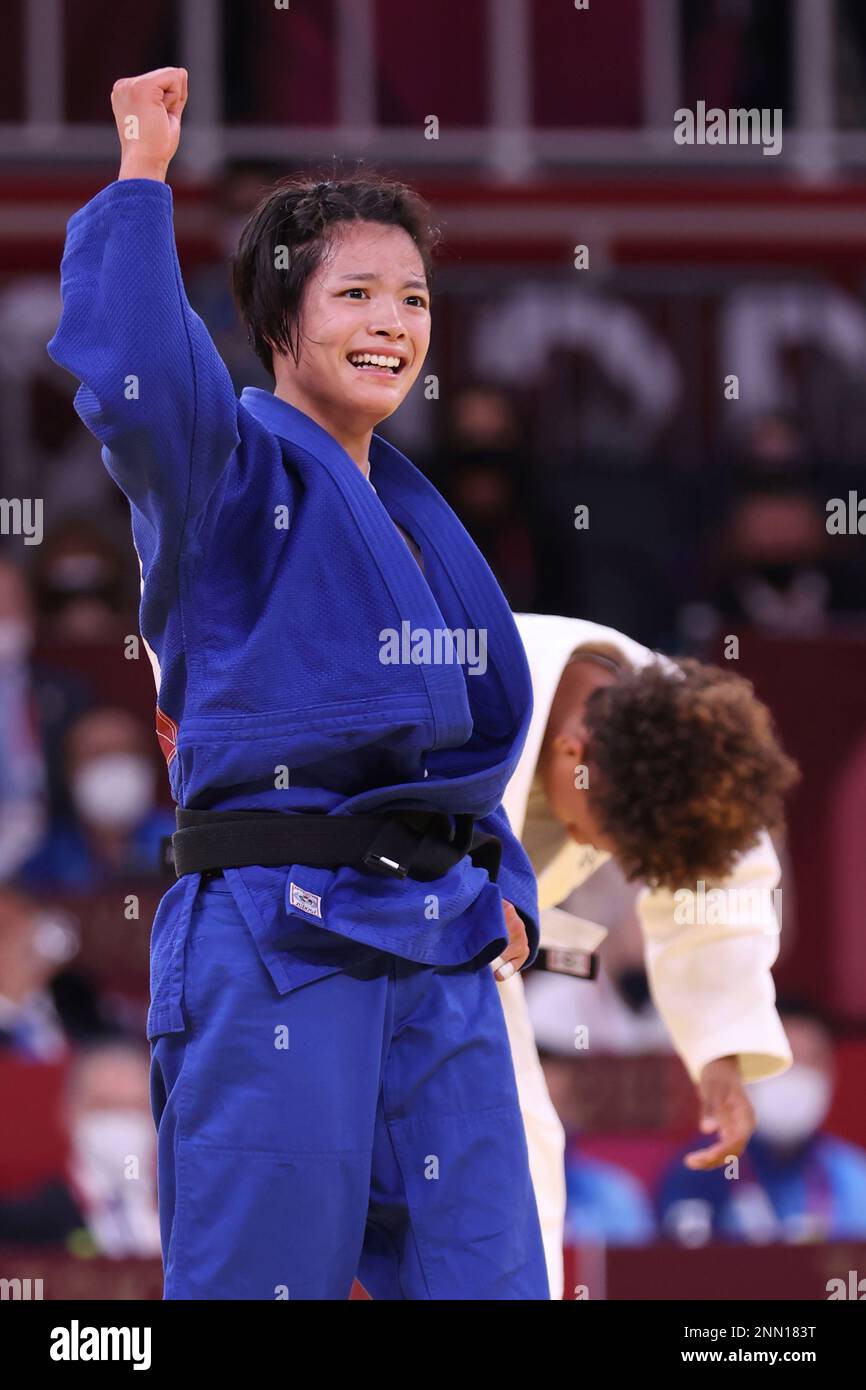 ABE Uta of Japan reacts after winning Judo women's -52kg final against ...