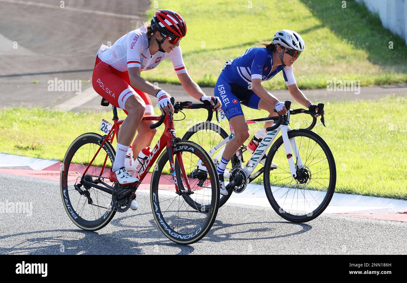 Anna Plichta of Poland and Omer Shapira of Israel compete in the women ...