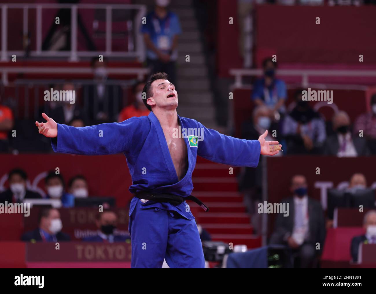 CARGNIN Daniel of Brazil reacts after winning the Men -66 kg Contest ...