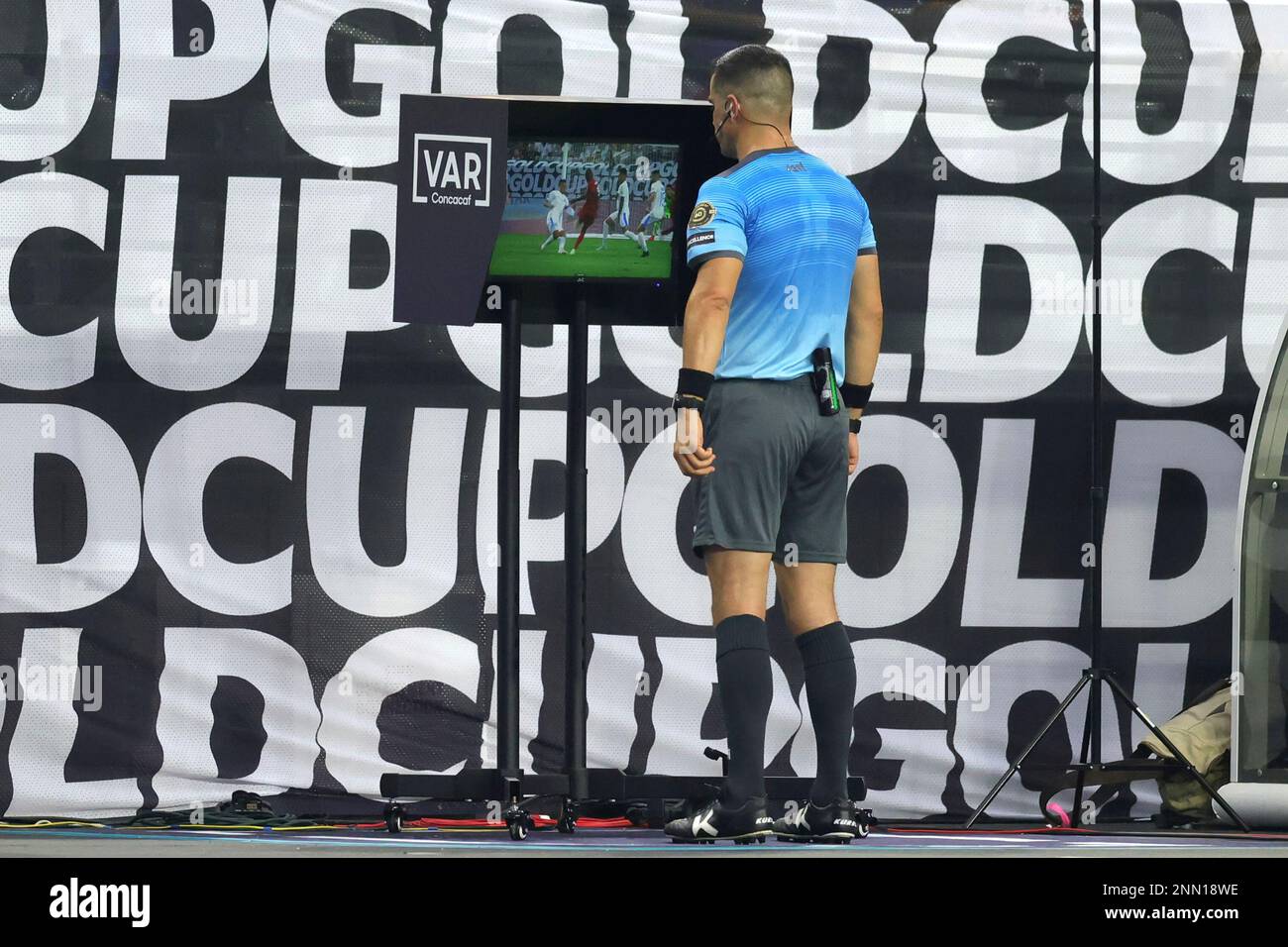 GLENDALE, AZ - JULY 24: The head referee is seen reviewing a ...