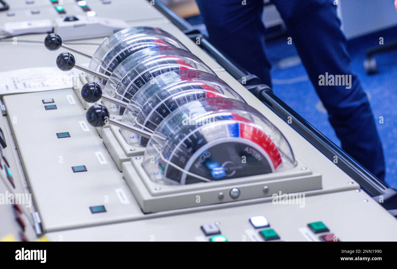 Rostock, Germany. 20th Feb, 2023. Control units for large cargo ships ...