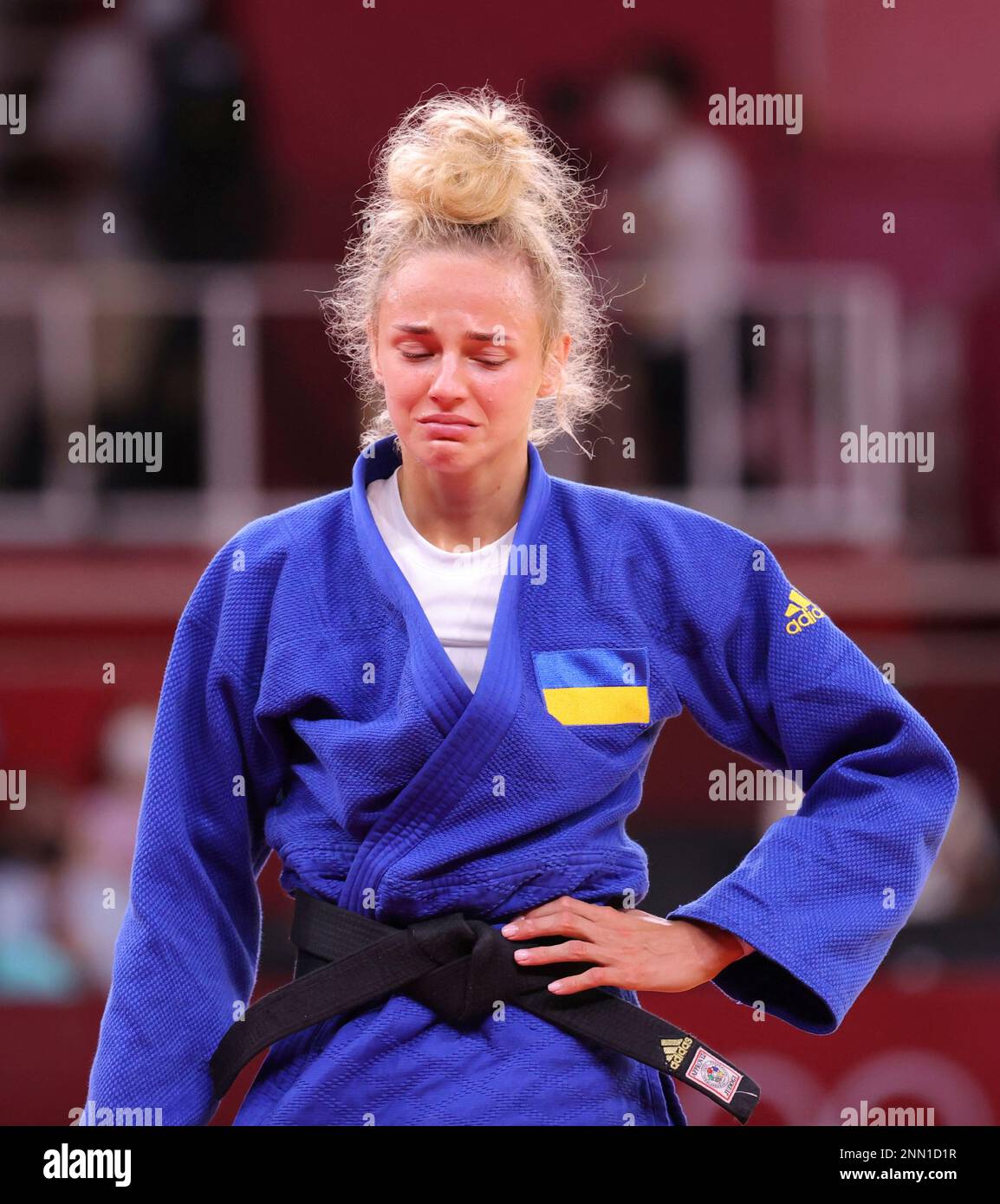 BILODID Daria of Ukraine reacts after winning Judo women's -48kg ...