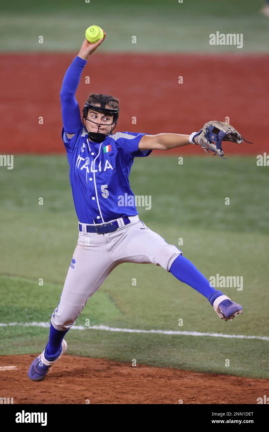 LACATENA Alexia of Italy throws a ball in the first inning of the ...