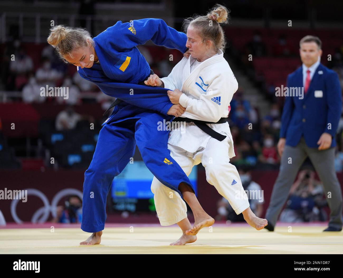 BILODID Daria of Ukraine (blue) takes part in the match of Judo women's ...