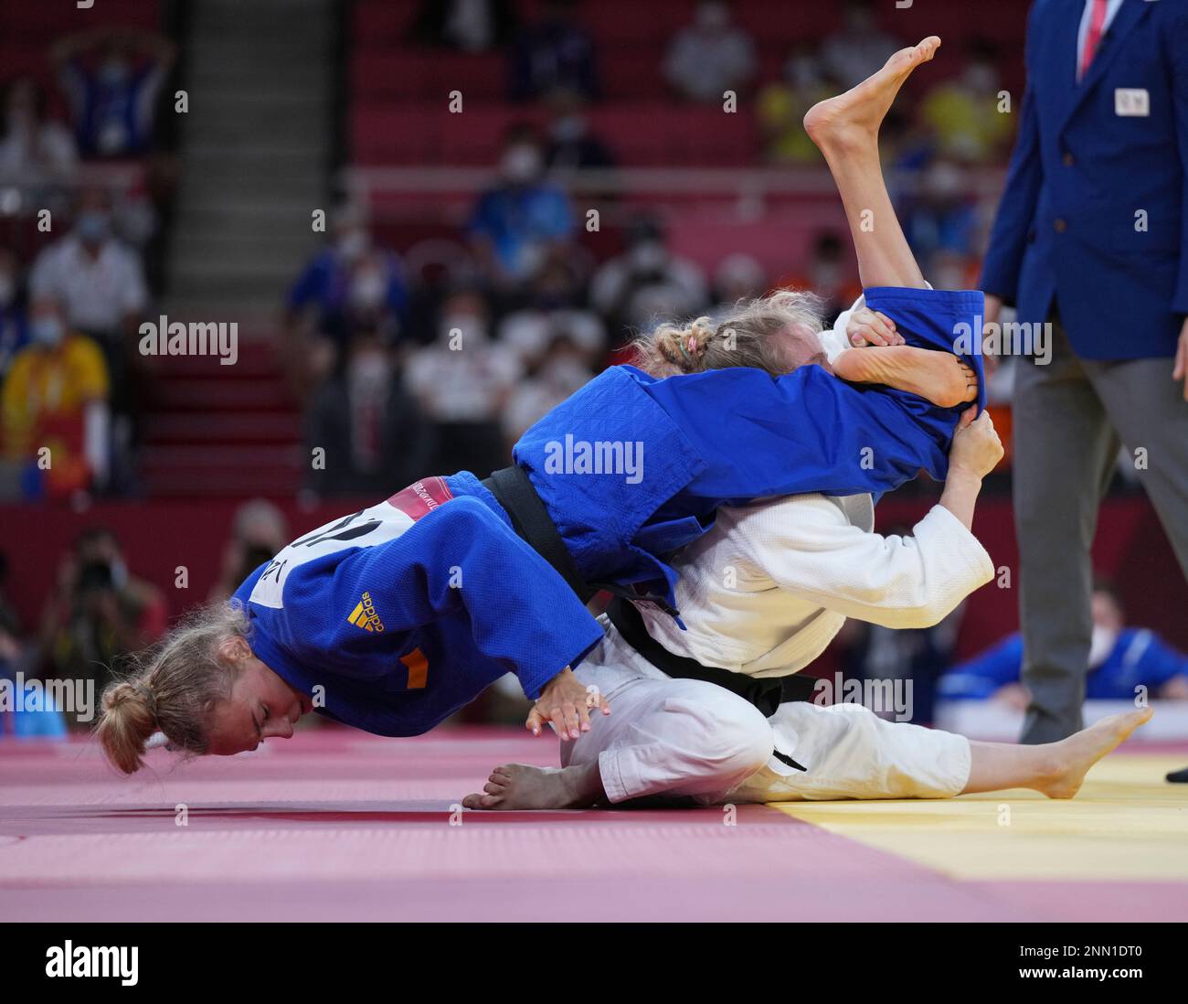BILODID Daria of Ukraine (blue) takes part in the match of Judo women's ...