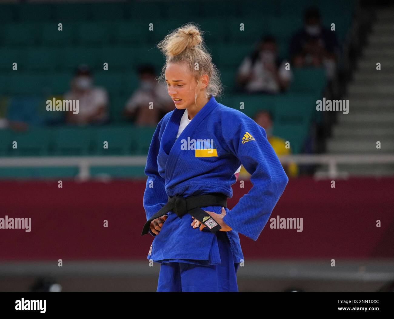 BILODID Daria of Ukraine reacts after winning Judo women's -48kg ...