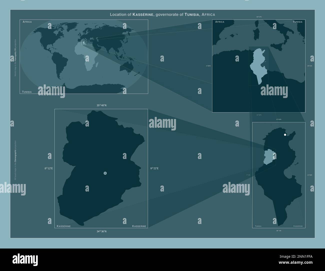 Kasserine, governorate of Tunisia. Diagram showing the location of the ...