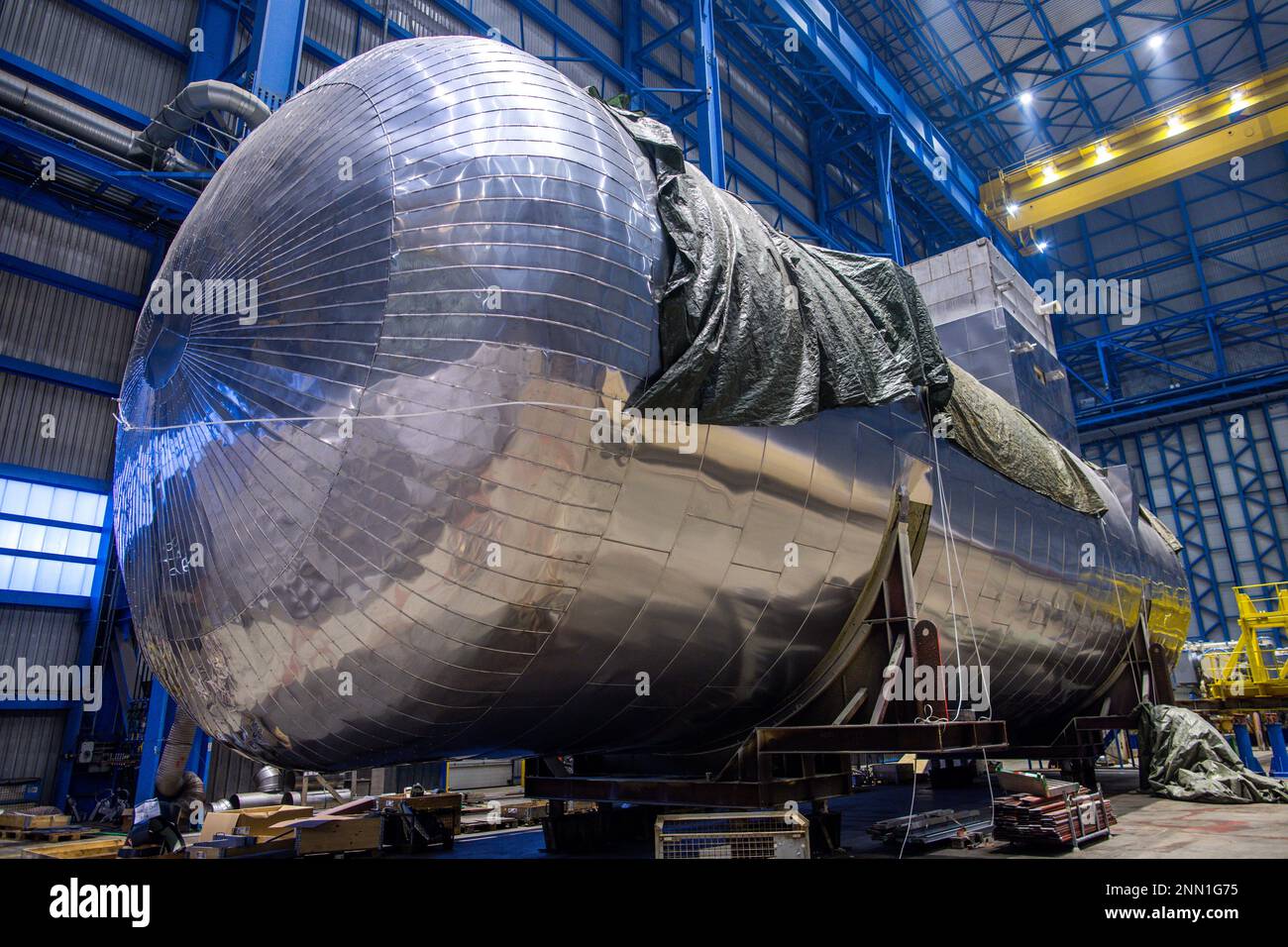 Rostock, Germany. 20th Feb, 2023. A huge LNG tank for installation in a ...