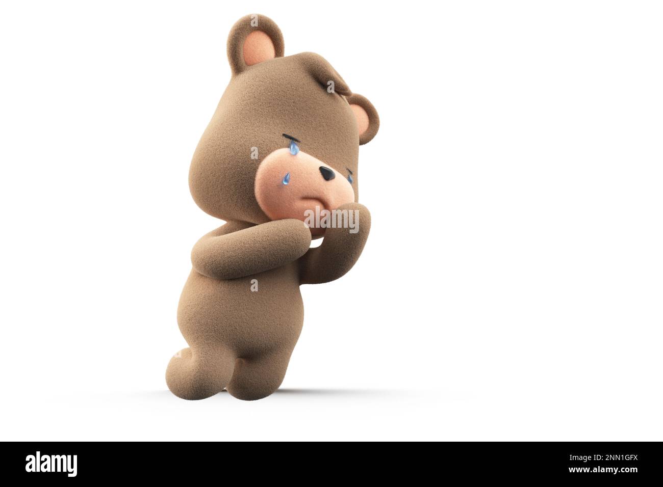 Sad and crying teddy bear. Teddy bear with tear dripping isolated on ...