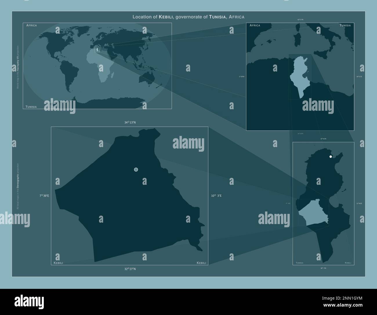 Kebili, governorate of Tunisia. Diagram showing the location of the ...