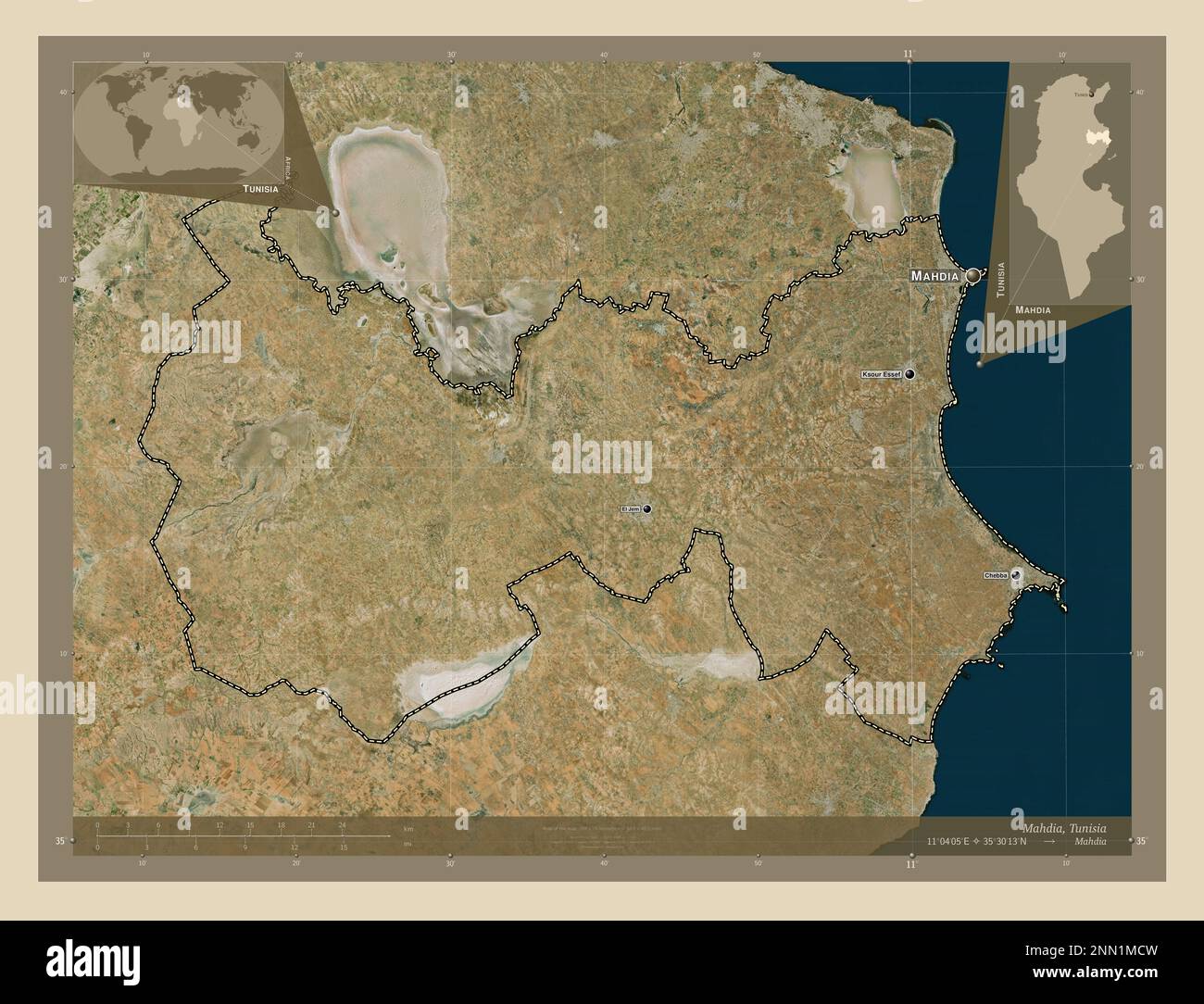 Mahdia, governorate of Tunisia. High resolution satellite map ...