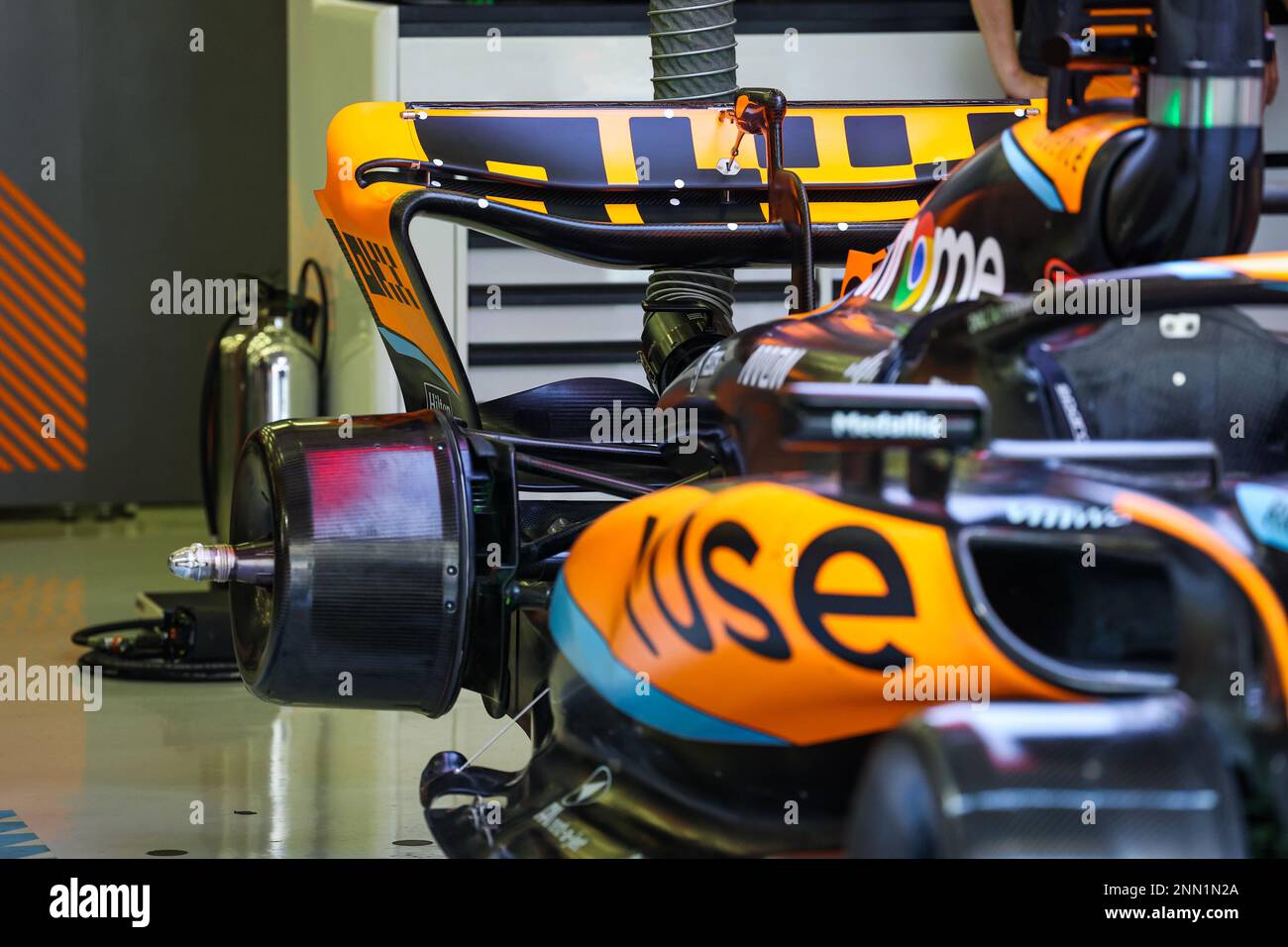 McLaren F1 Team MCL60, mechanical detail of the rear wing and braking ...