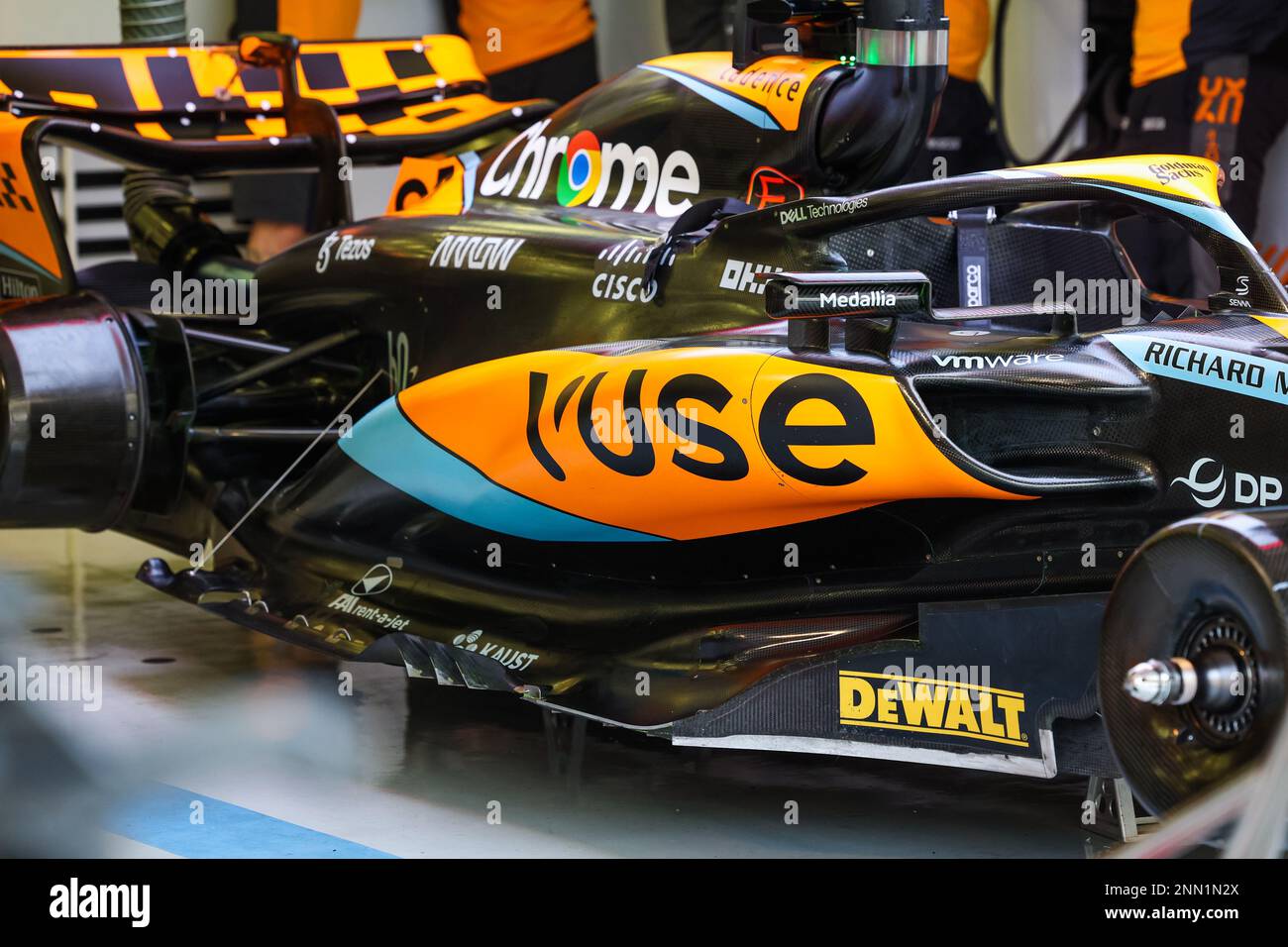 McLaren F1 Team MCL60, mechanical detail of the floor, engine cover and sidepod during the ...