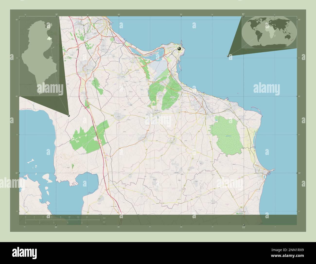 Monastir, governorate of Tunisia. Open Street Map. Corner auxiliary ...