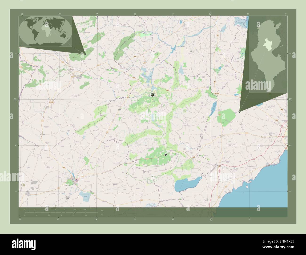 Sidi Bou Zid, governorate of Tunisia. Open Street Map. Locations of ...