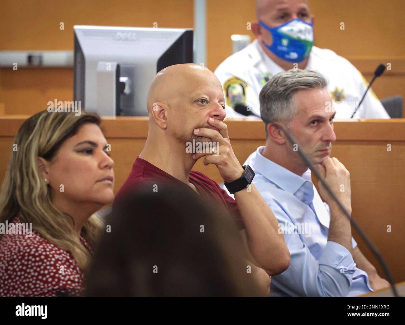 Champlain Towers South tenants Yadira Santo, from left to right, Paolo ...