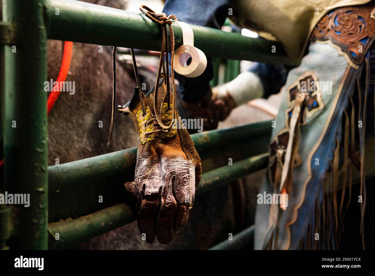 RENO, NV - JUNE 24: Keenan Reed Hayes of Hayden, CO prepares his horse ...