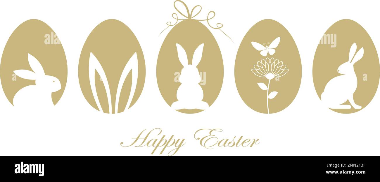Easter Silhouette vector in gold. Happy Easter Greeting. Symbol ...