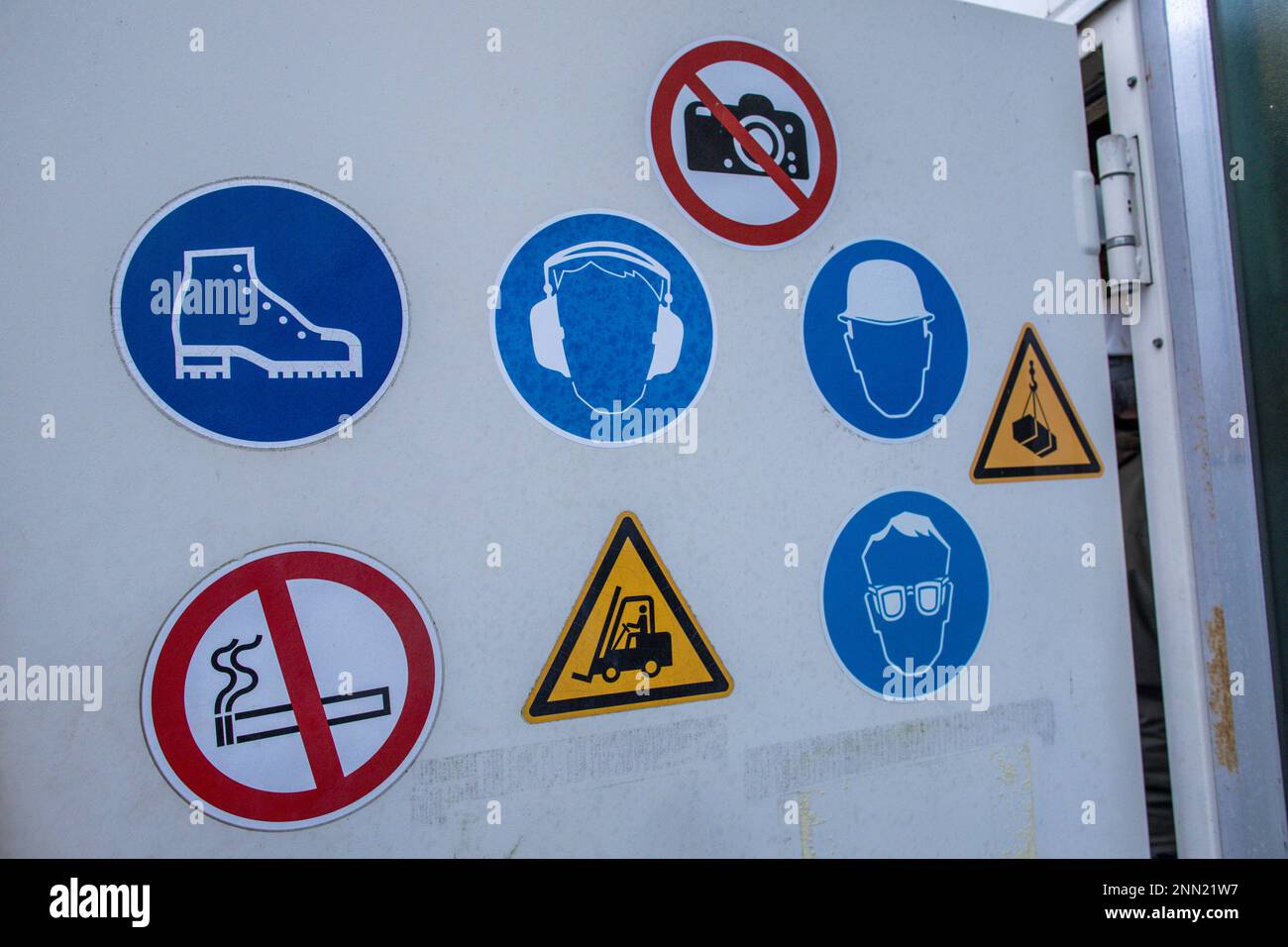 20 February 2023, Mecklenburg-Western Pomerania, Rostock: Signs for ...