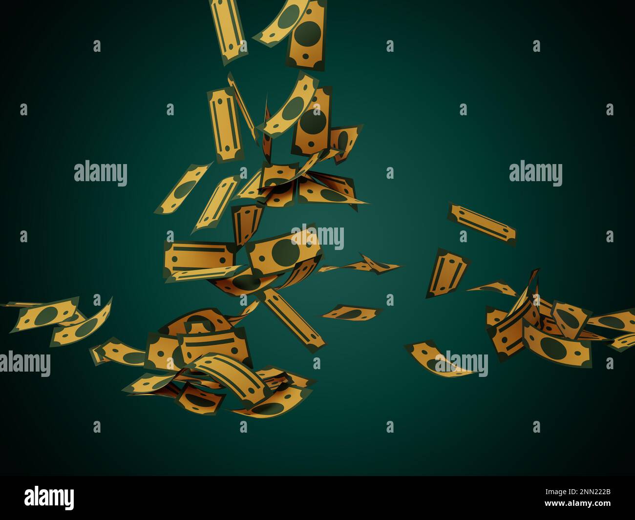 Money banknote bundles and bones piled and stacked on gradient ...