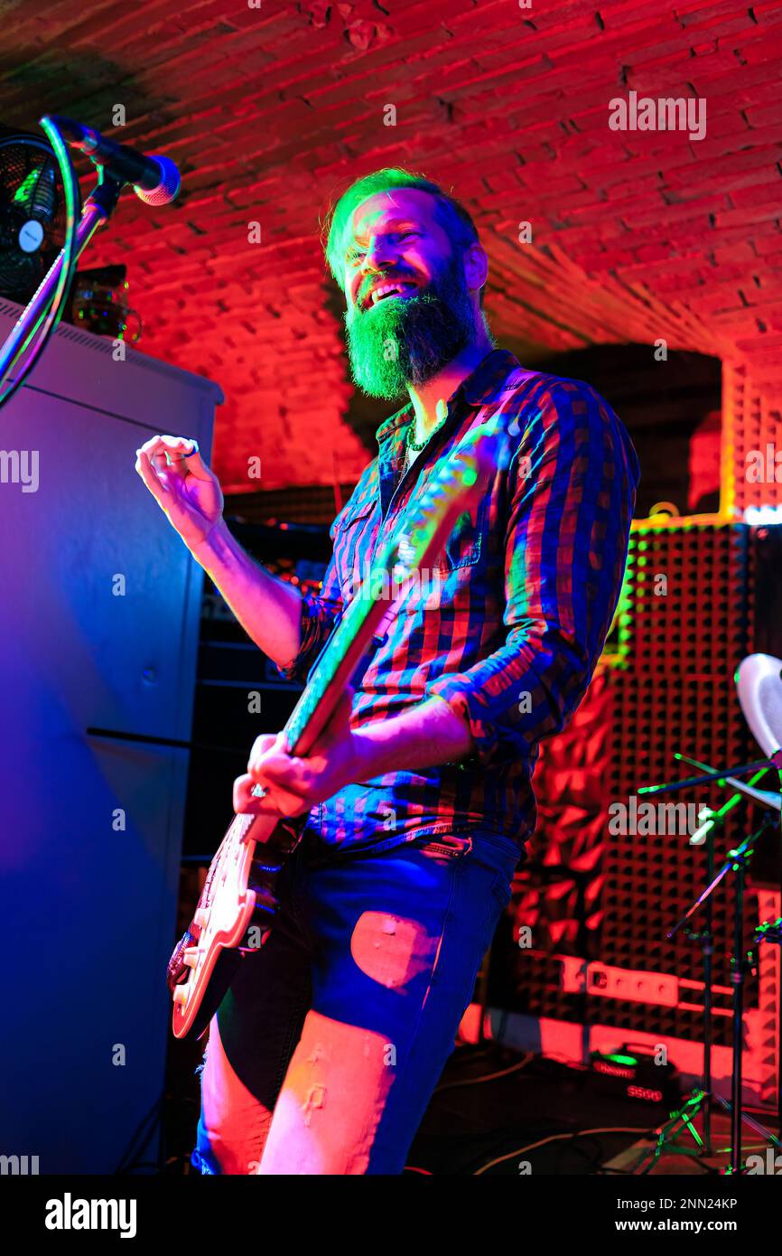 Rock concert, silhouettes , band crew people singers guitars Stock ...
