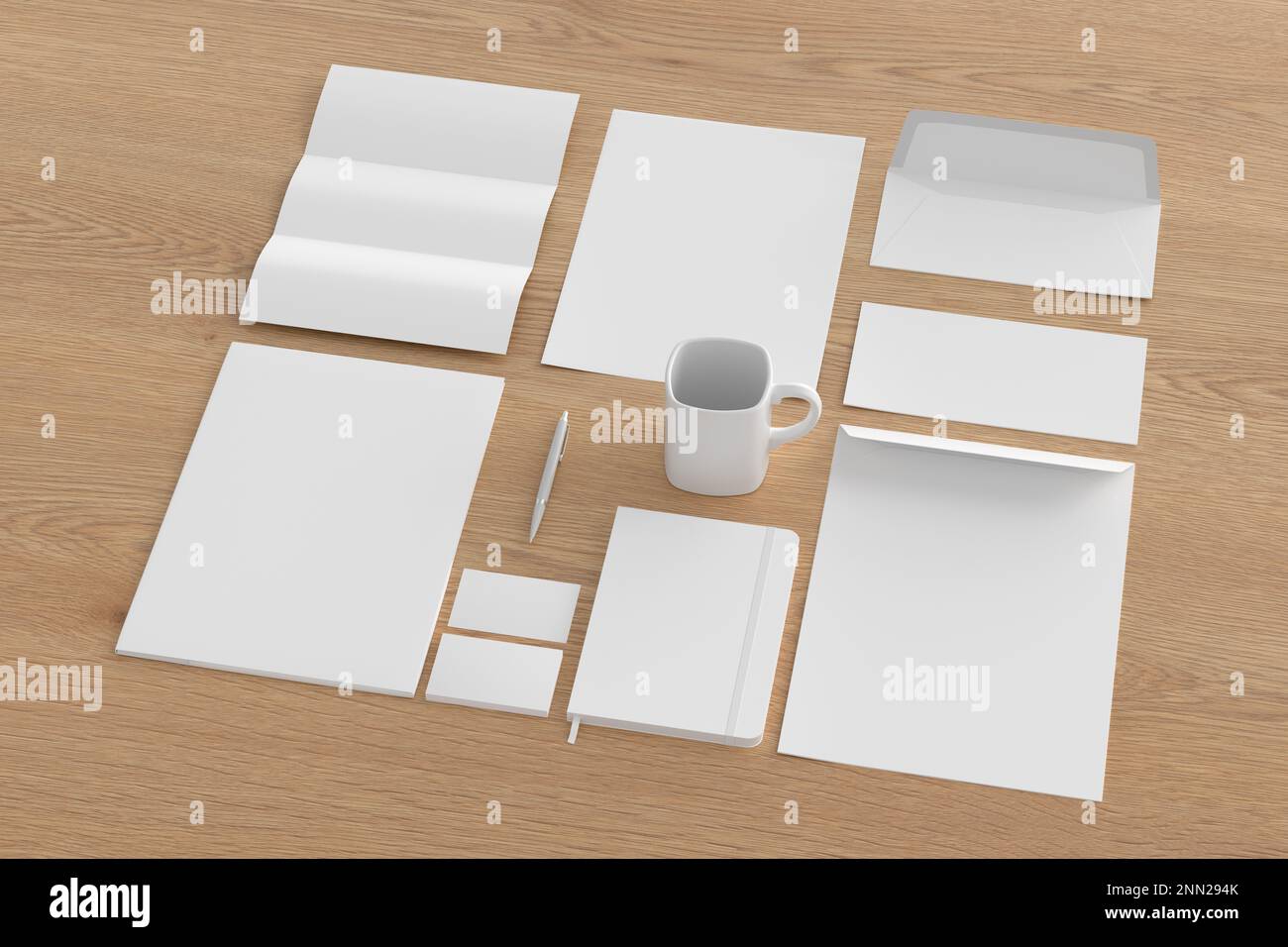 Blank corporate stationery set mockup with envelopes, business cards ...
