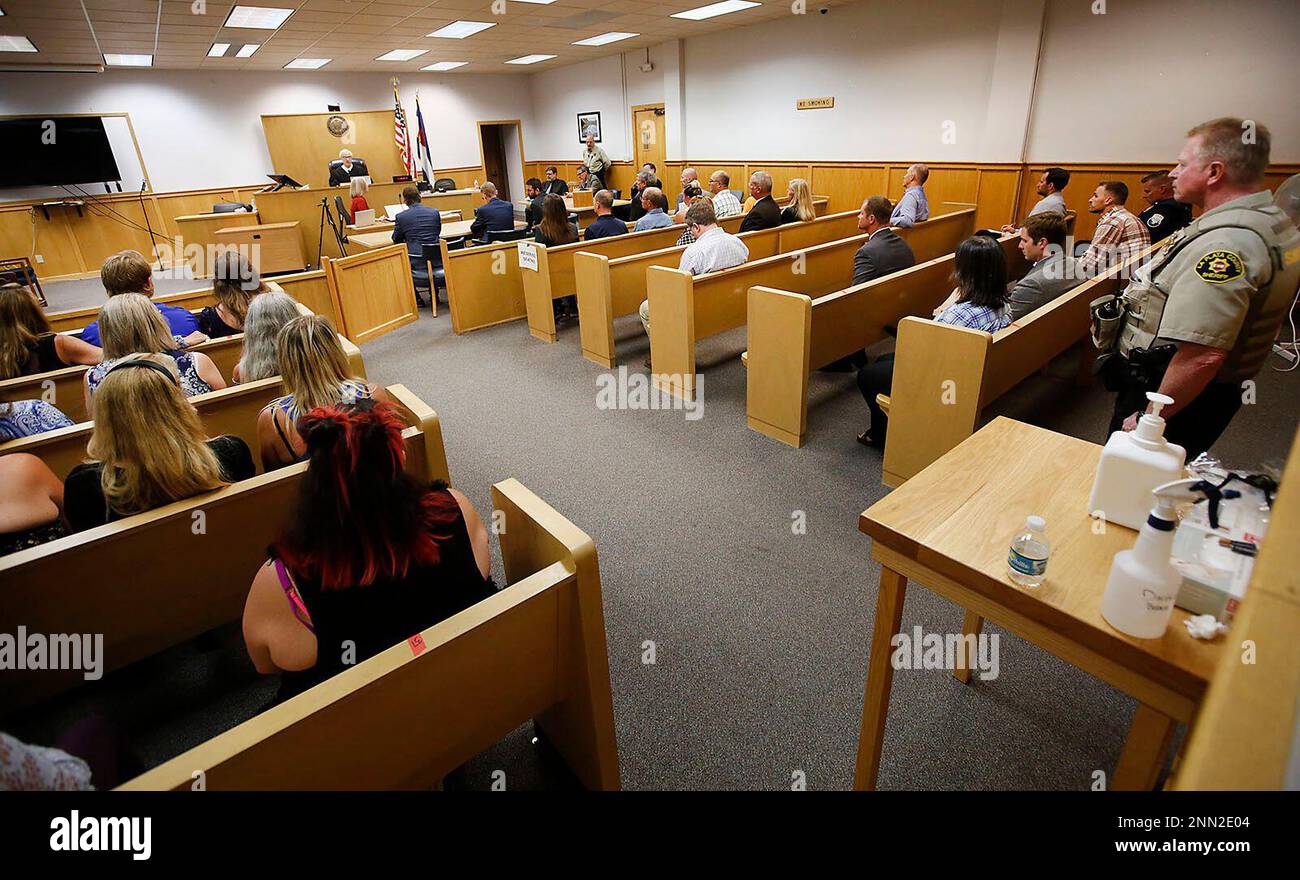 The courtroom is almost filled before the verdict of Mark Redwine who ...
