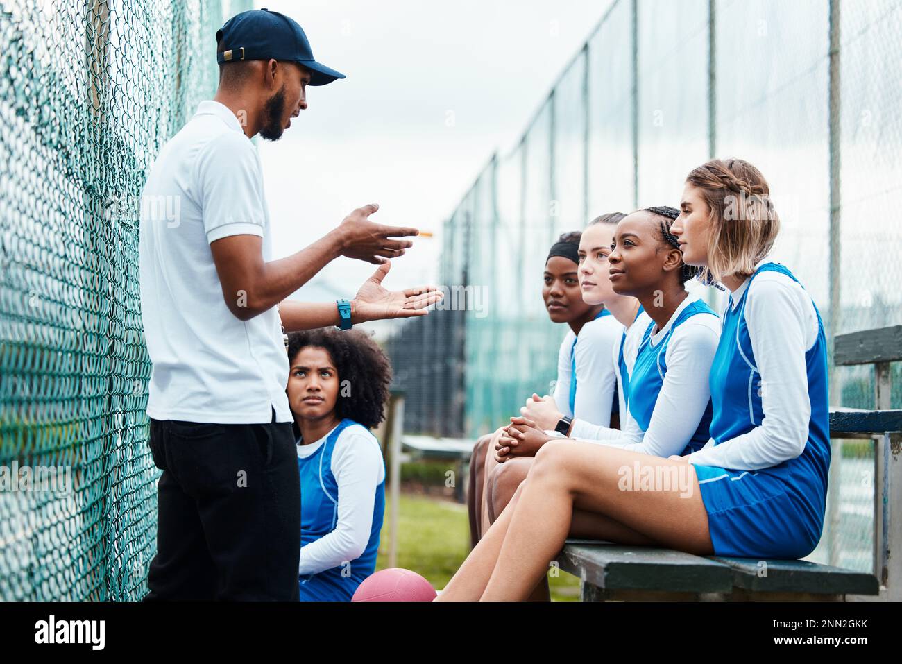 Netball plan, sports team and coach explain game strategy, teamwork ...