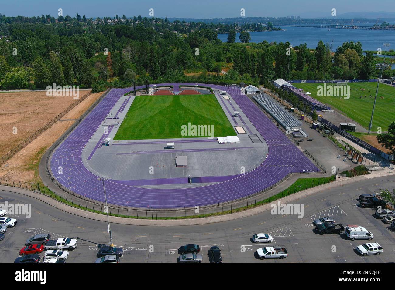 An aerial view of Husky Track on the campus of the University of ...