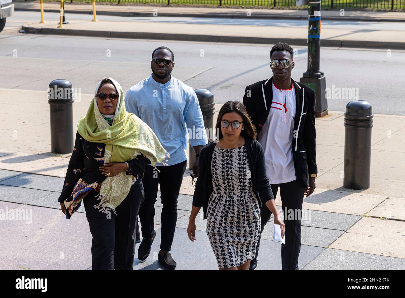 Brothers Olabinjo Osundairo, left, and Abimbola Osundairo arrive at the ...