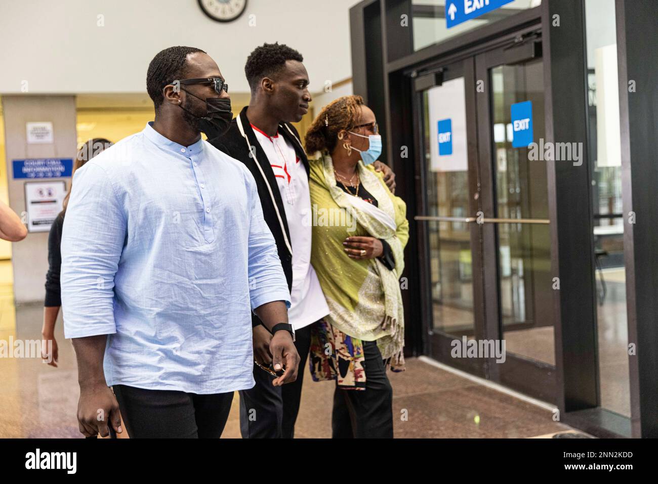 Brothers Olabinjo Osundairo, left, and Abimbola Osundairo, right leave ...