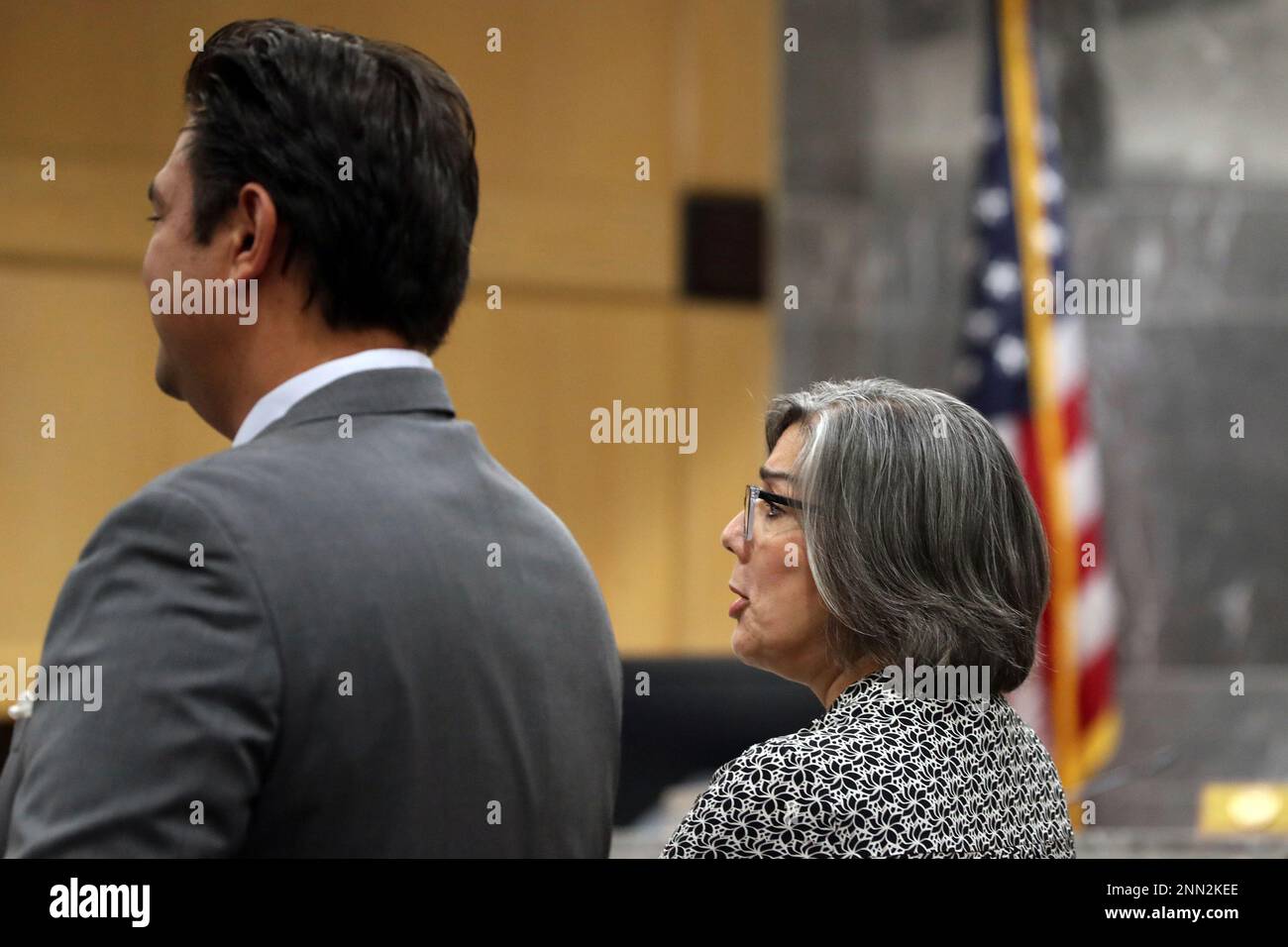 Prosecutor Maria Schneider,right, and defense attorney David Wheeler ...