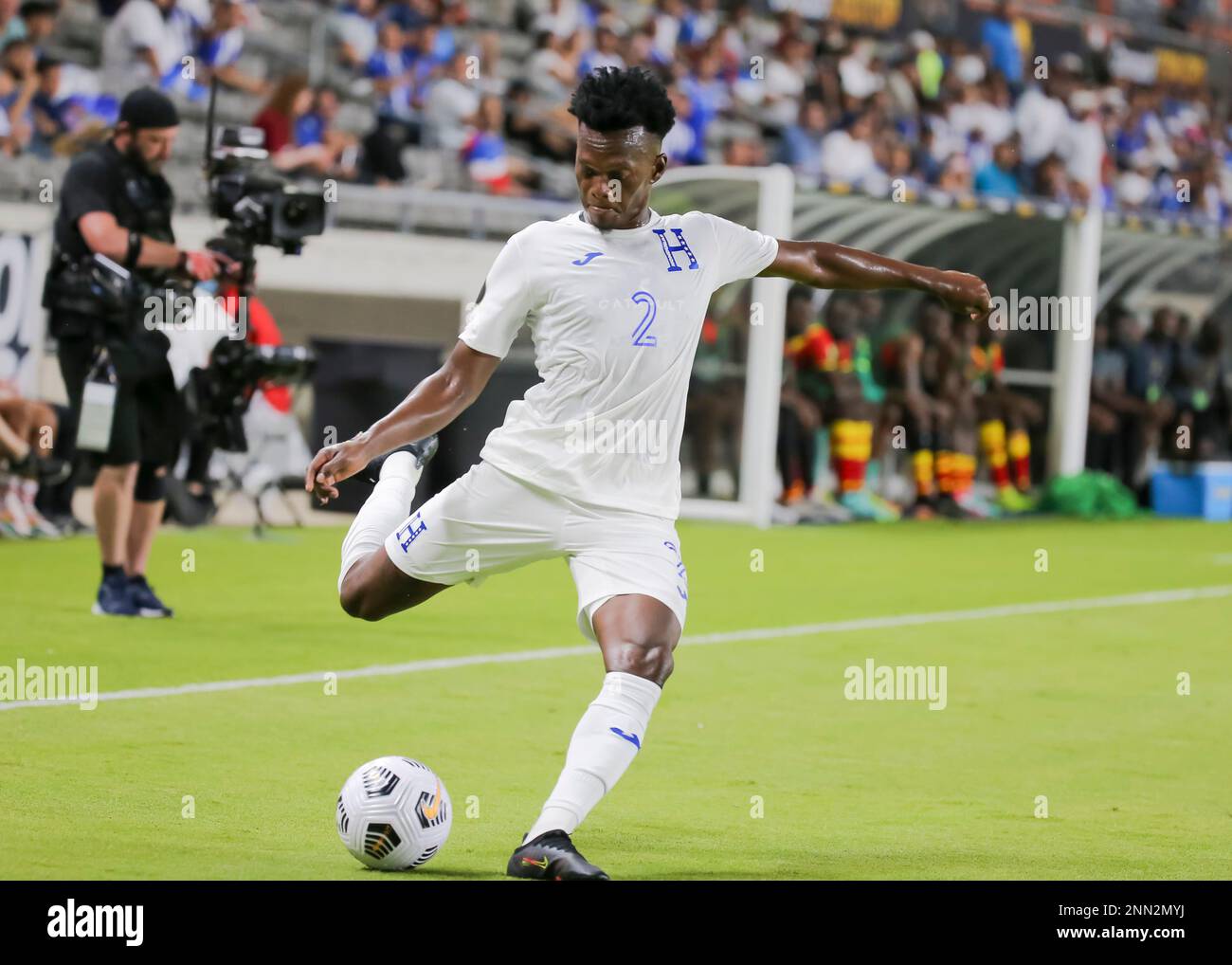 HOUSTON, TX - JULY 13: Honduras defender Felix Crisanto (2) sends the ...