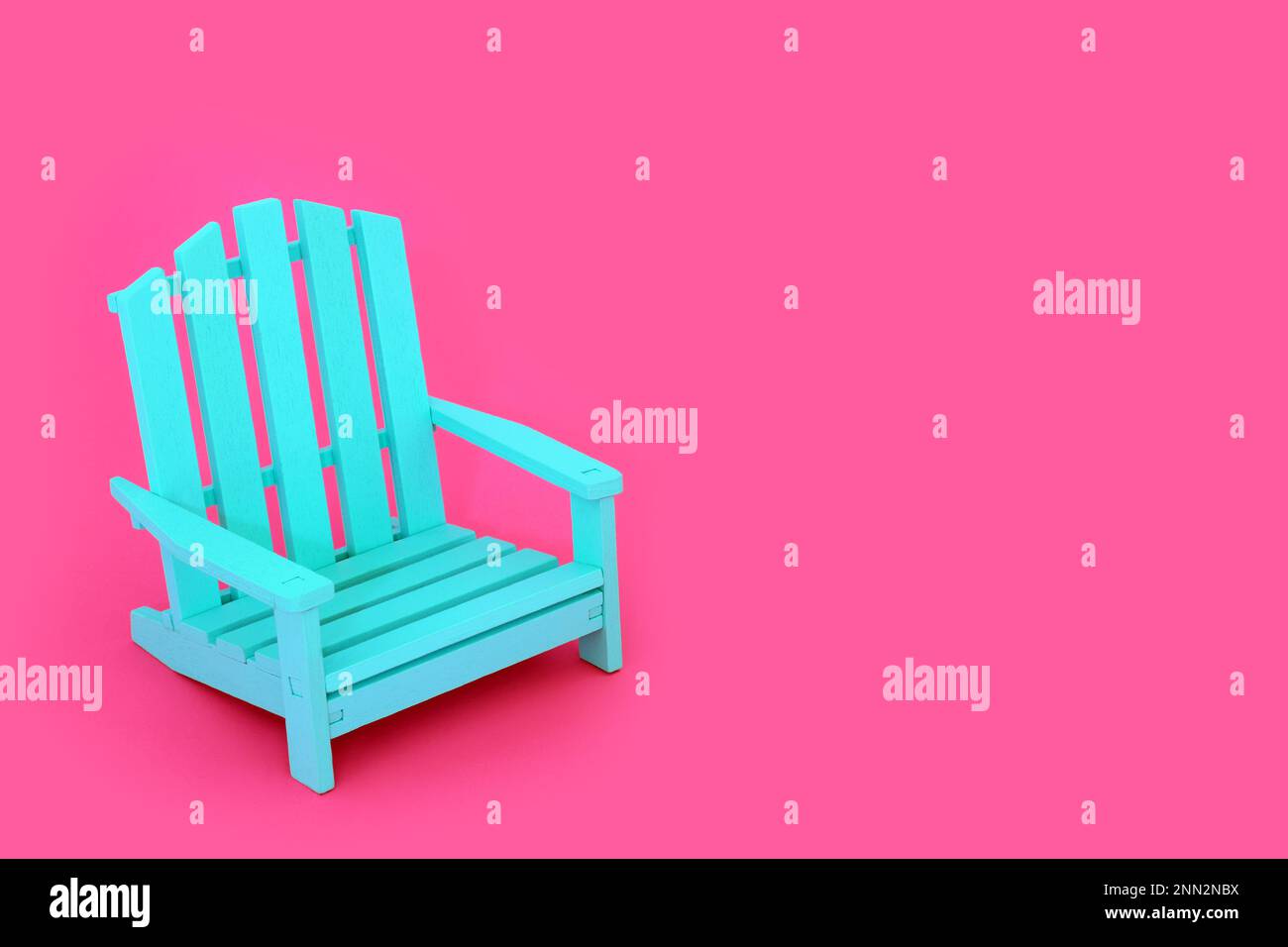 Time to relax composition with modern blue wooden slatted chair on ...