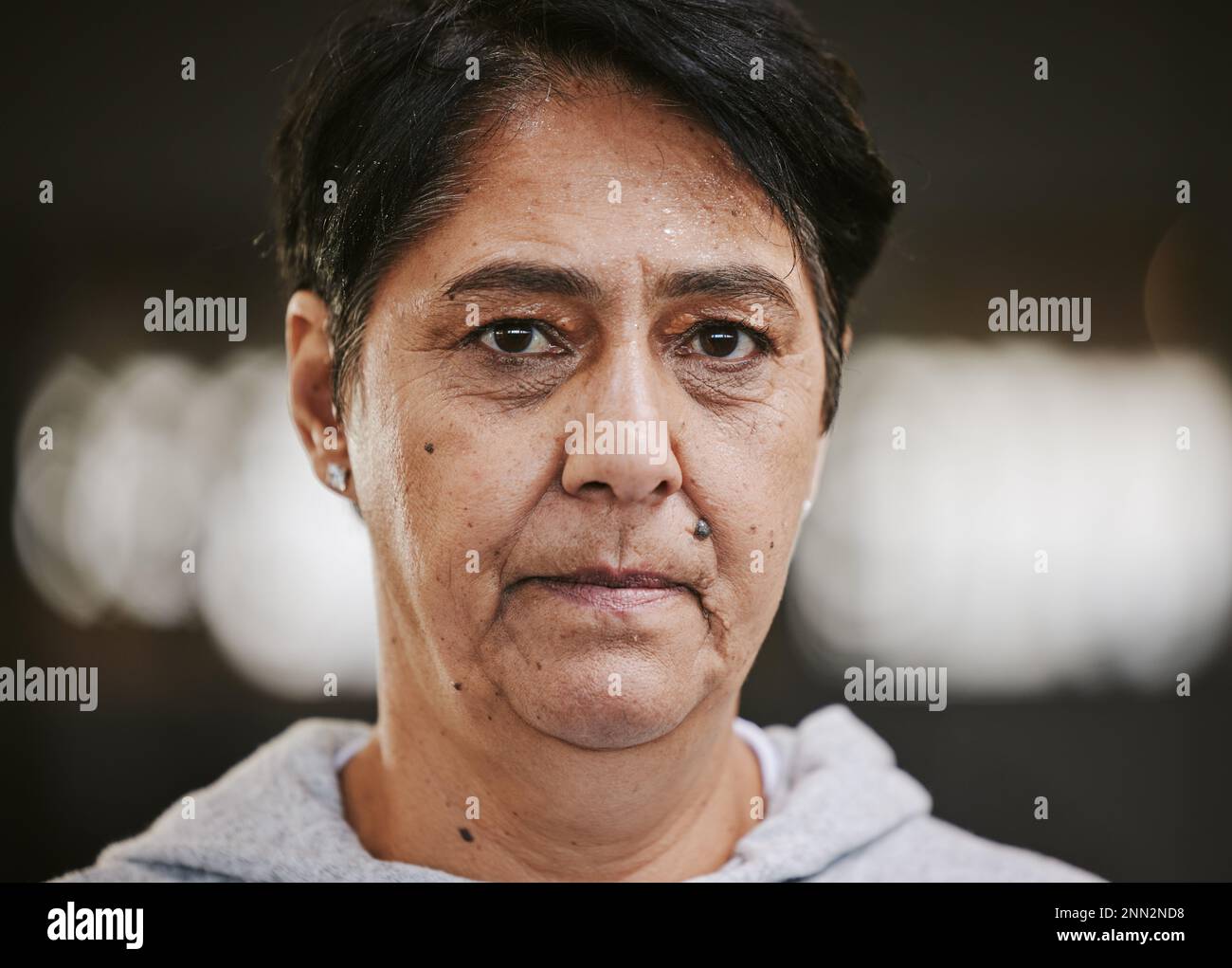 Serious, fitness and portrait of old woman at gym for health, exercise ...