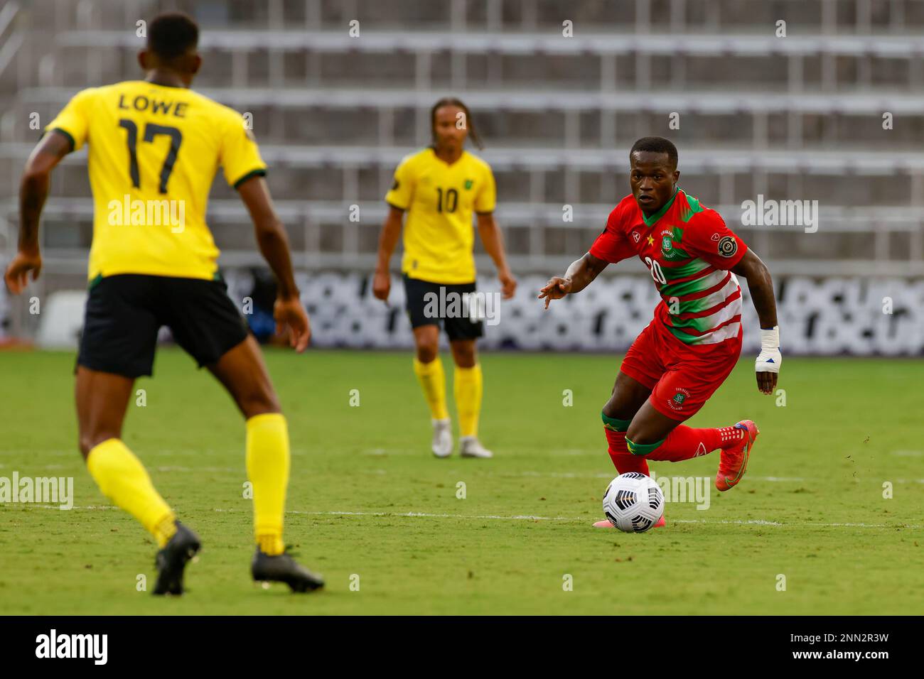 ORLANDO, FL - JULY 12: Suriname forward Gleofilo Vlijter (20) during a ...