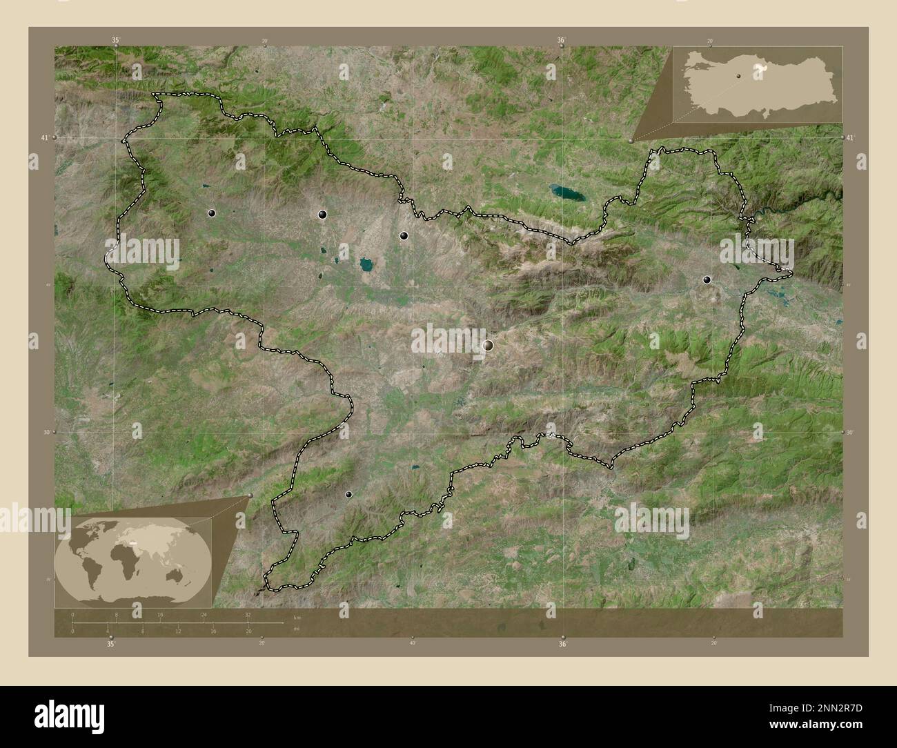 Amasya, province of Turkiye. High resolution satellite map. Locations ...