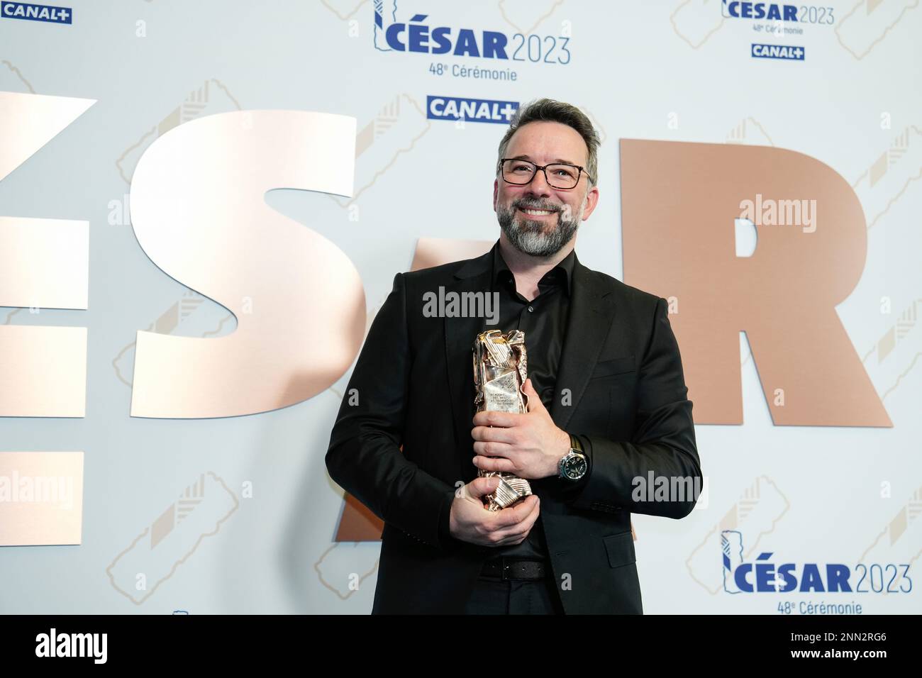 French visual effects supervisor Laurens Ehrmann poses after receiving ...