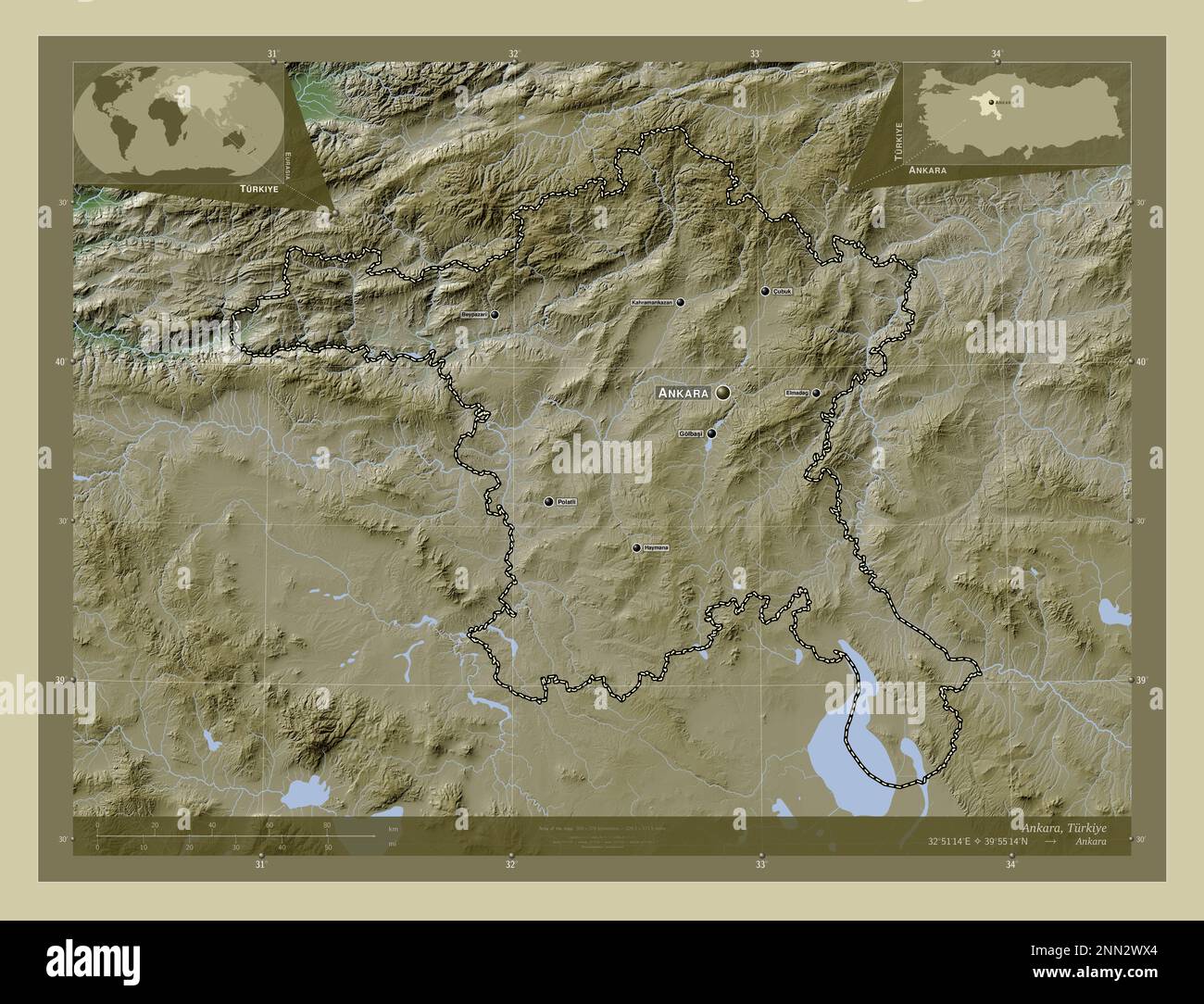Ankara, province of Turkiye. Elevation map colored in wiki style with ...
