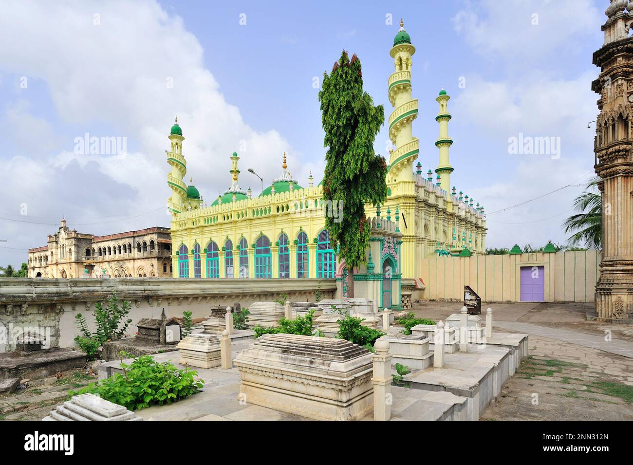 New masjid with spiralling stairways andgraveyard at Junagadh state ...