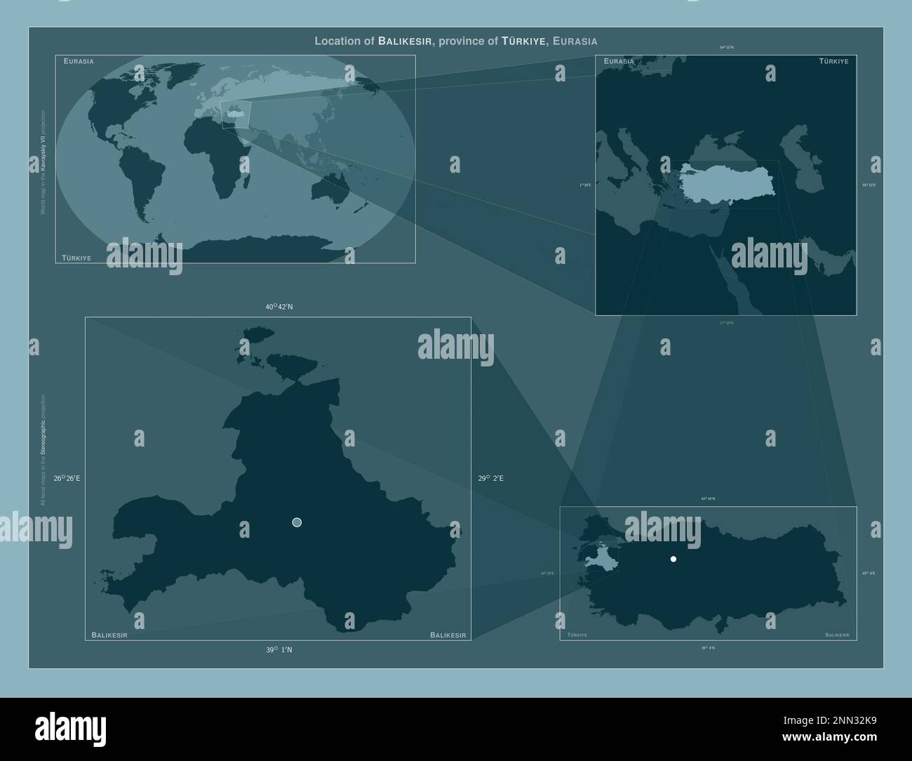 Balikesir, province of Turkiye. Diagram showing the location of the ...