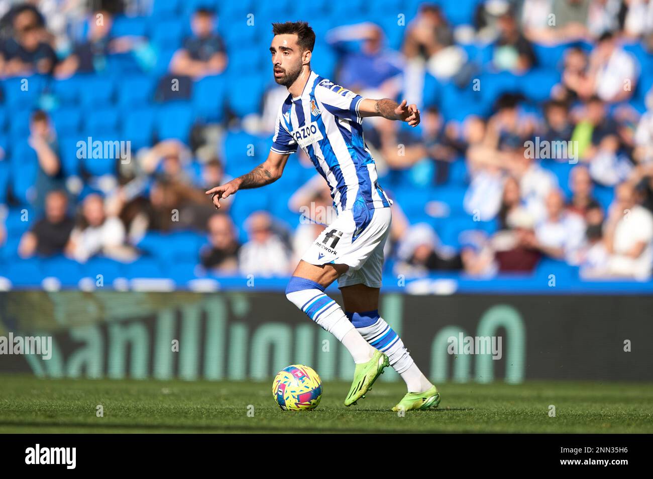 Brais Mendez of Real Sociedad in action during the La Liga Santander ...